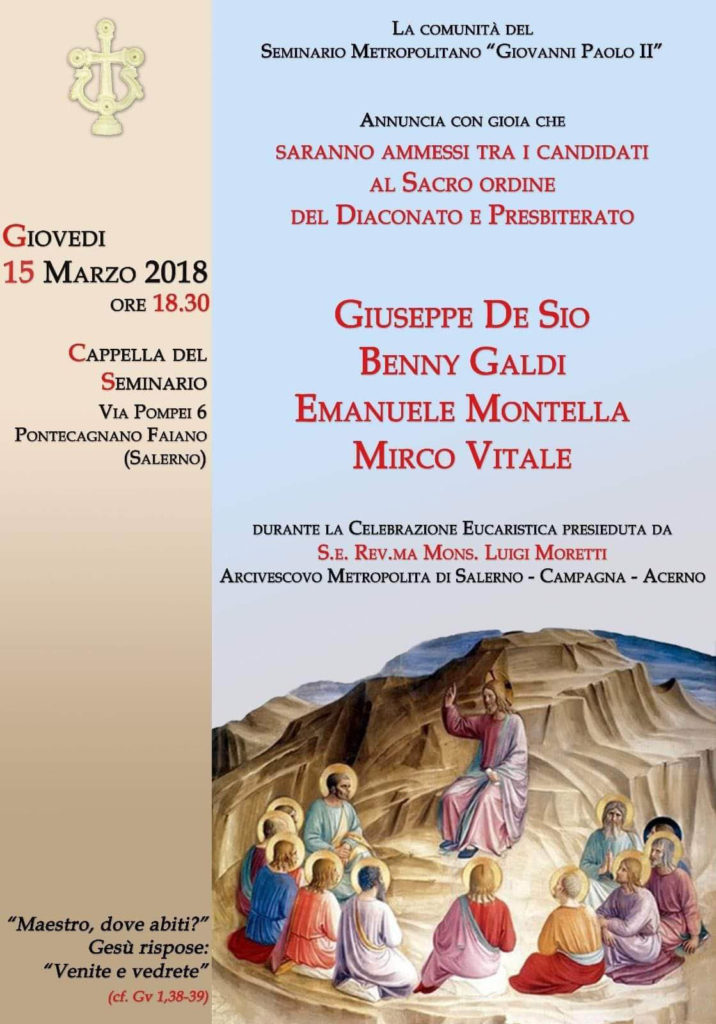 Ammissione all’Ordine sacro del Diaconato e del Presbiterato – Arcidiocesi